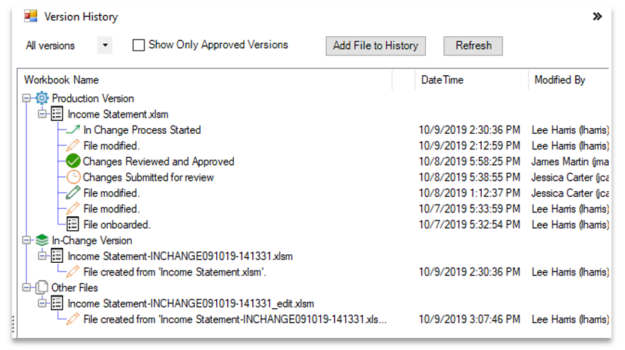 Version History: In-Change View – Apparity, LLC