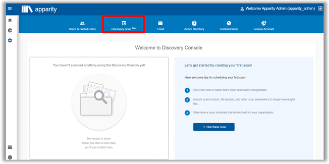 Initiating a Discovery Scan – Apparity, LLC